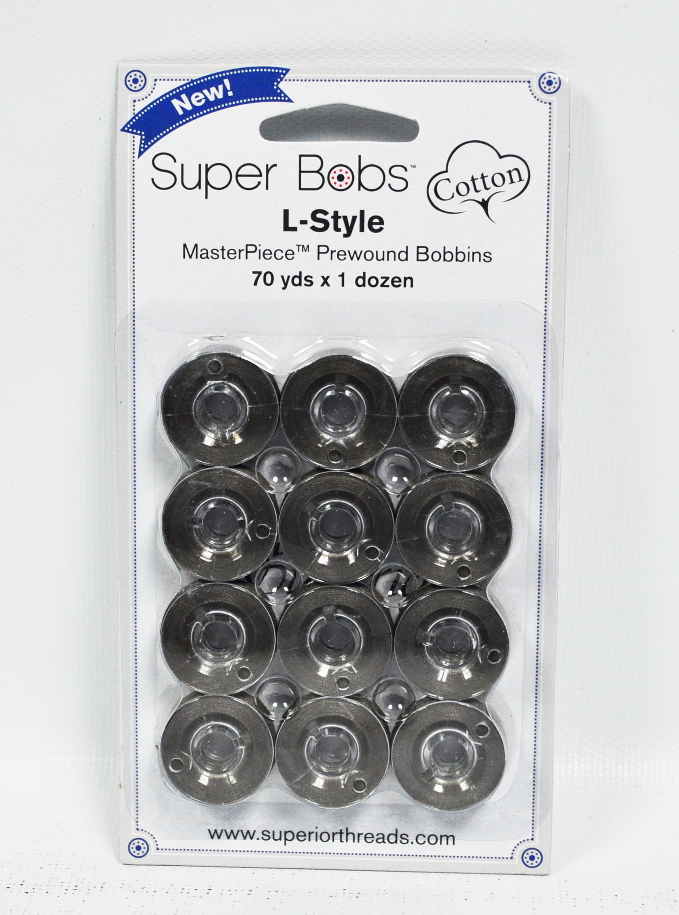 Super Bobs MasterPiece Cotton 70yd Prewound Bobbins 12ct L-Style ...