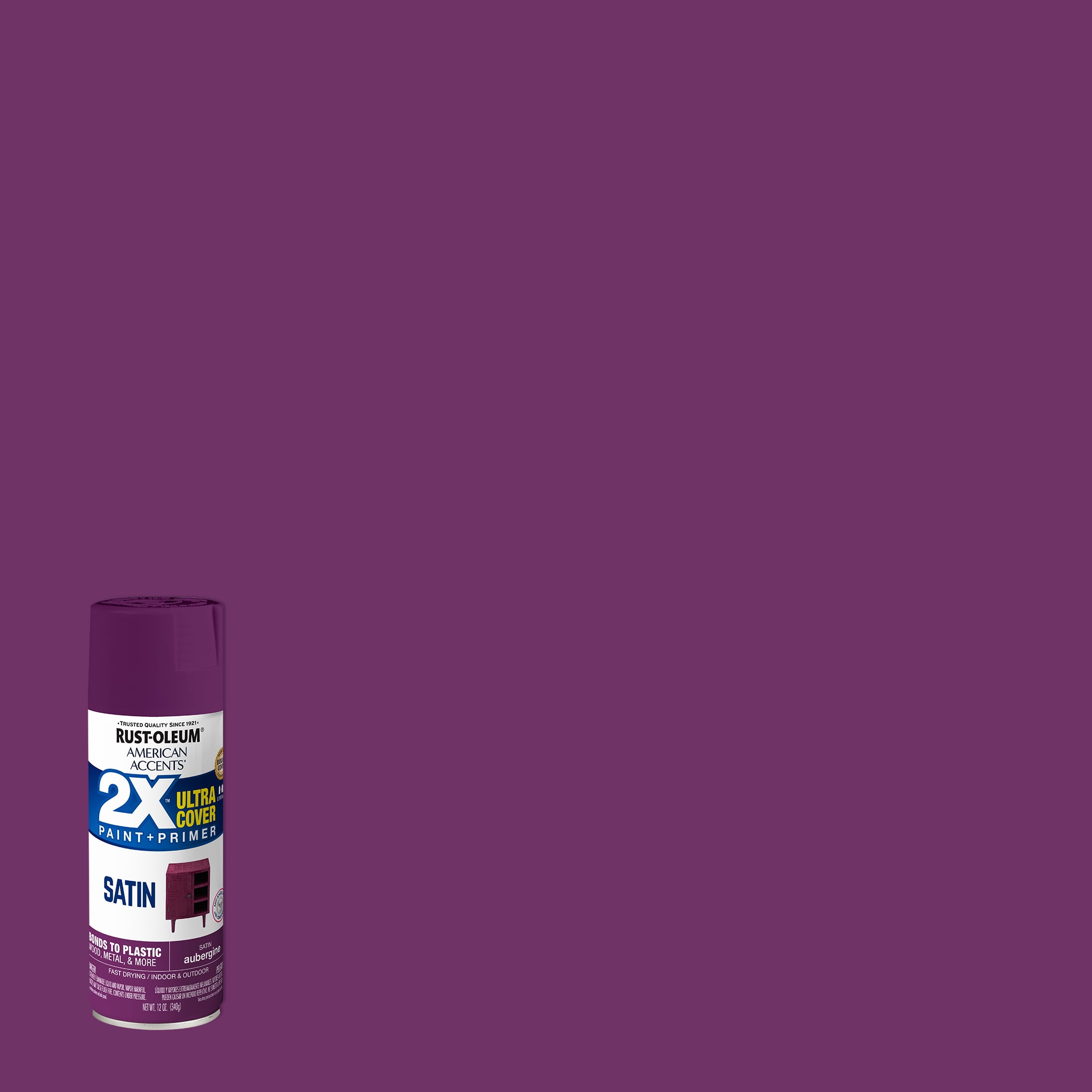 Aubergine, Rust-Oleum American Accents 2X Ultra Satin Spray Paint- 12 ...