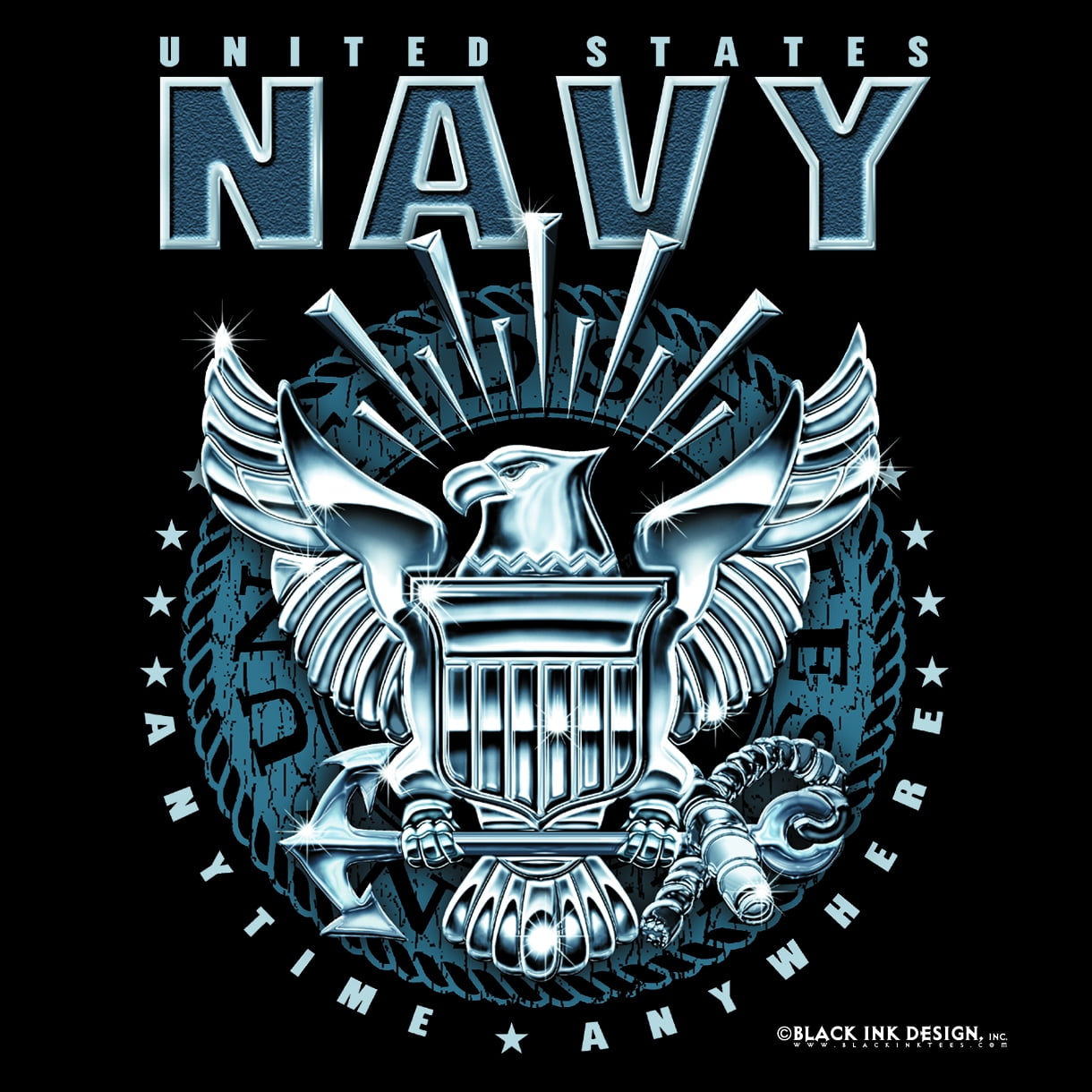 Navy Emblem T-shirt from Black Ink - Walmart.com