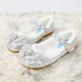 BOOMNY Girls Princess PU Sequins Shoes Children Silver Performance ...