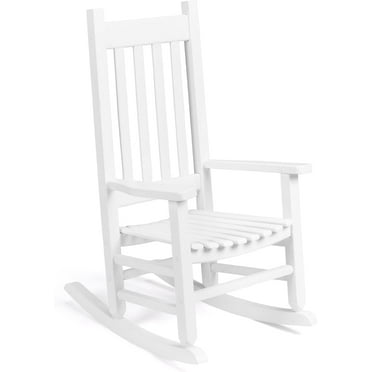 OverPatio Rocker Outdoor Wood Rocking Chair, Wood Rocker w/ Wheel ...
