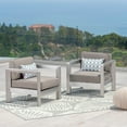 GDF Studio Alec Outdoor Aluminum Club Chairs with Cushions, Set of 4 ...
