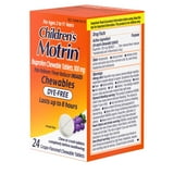Children's Motrin Dye-Free Ibuprofen Chewable Tablets, Grape, 24 Ct ...