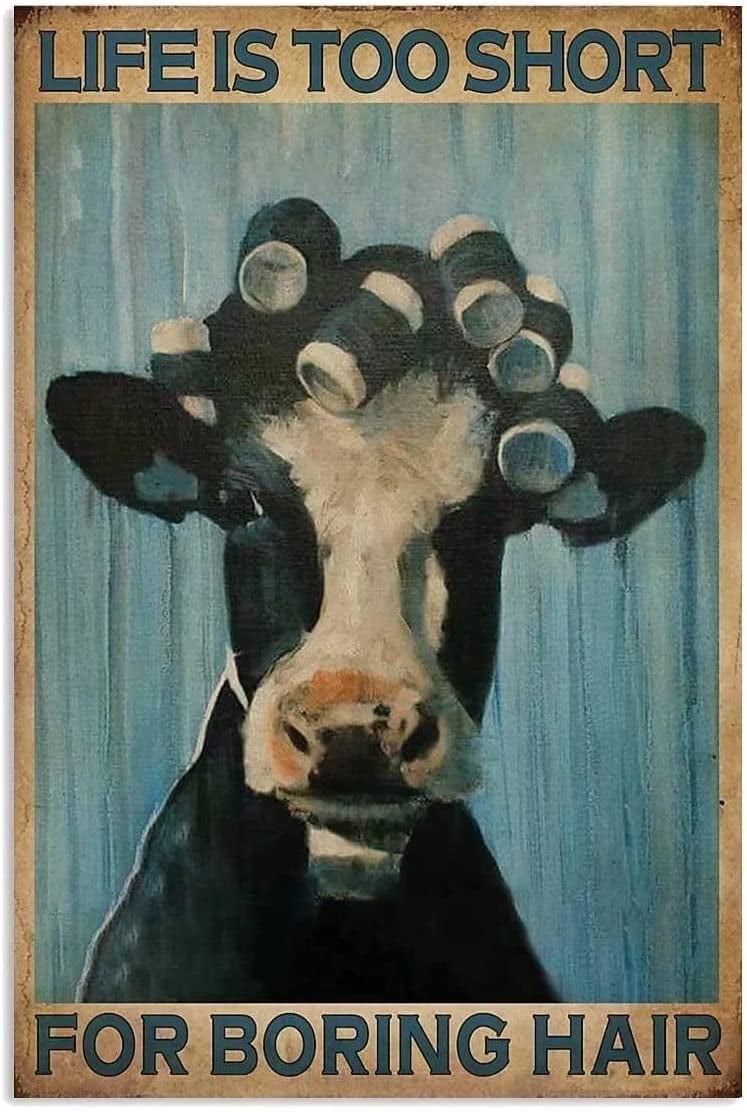 Vintage Metal Sign Funny Cows Beauty Saloon Hair Salon Metal Poster ...