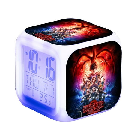 Stranger Things Digital Date Temperature Alarm Clock 7 Colour Changing ...