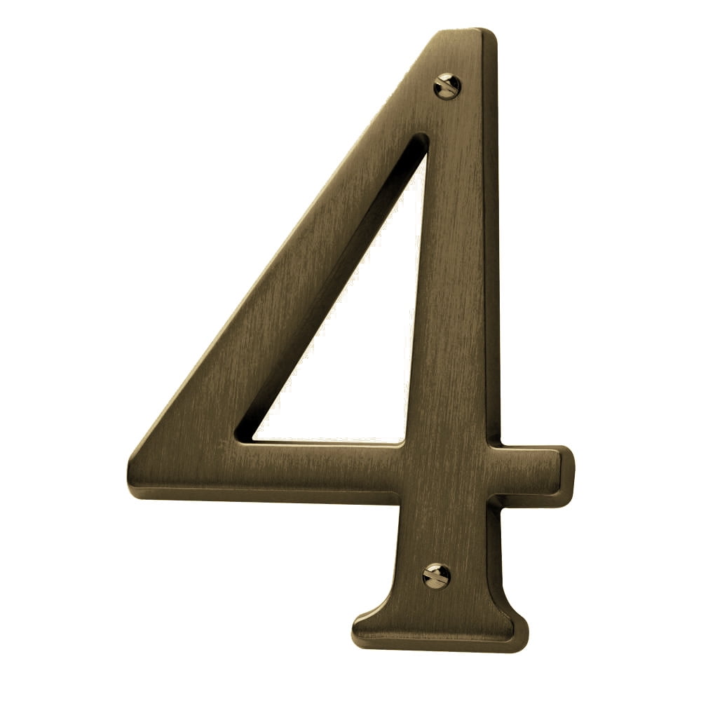 Baldwin 90674 Solid Brass Residential House Number 4 - Brass - Walmart.com