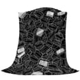Abstract Art Fleece Throw Blanket Travelling Lines Postmarks Black ...