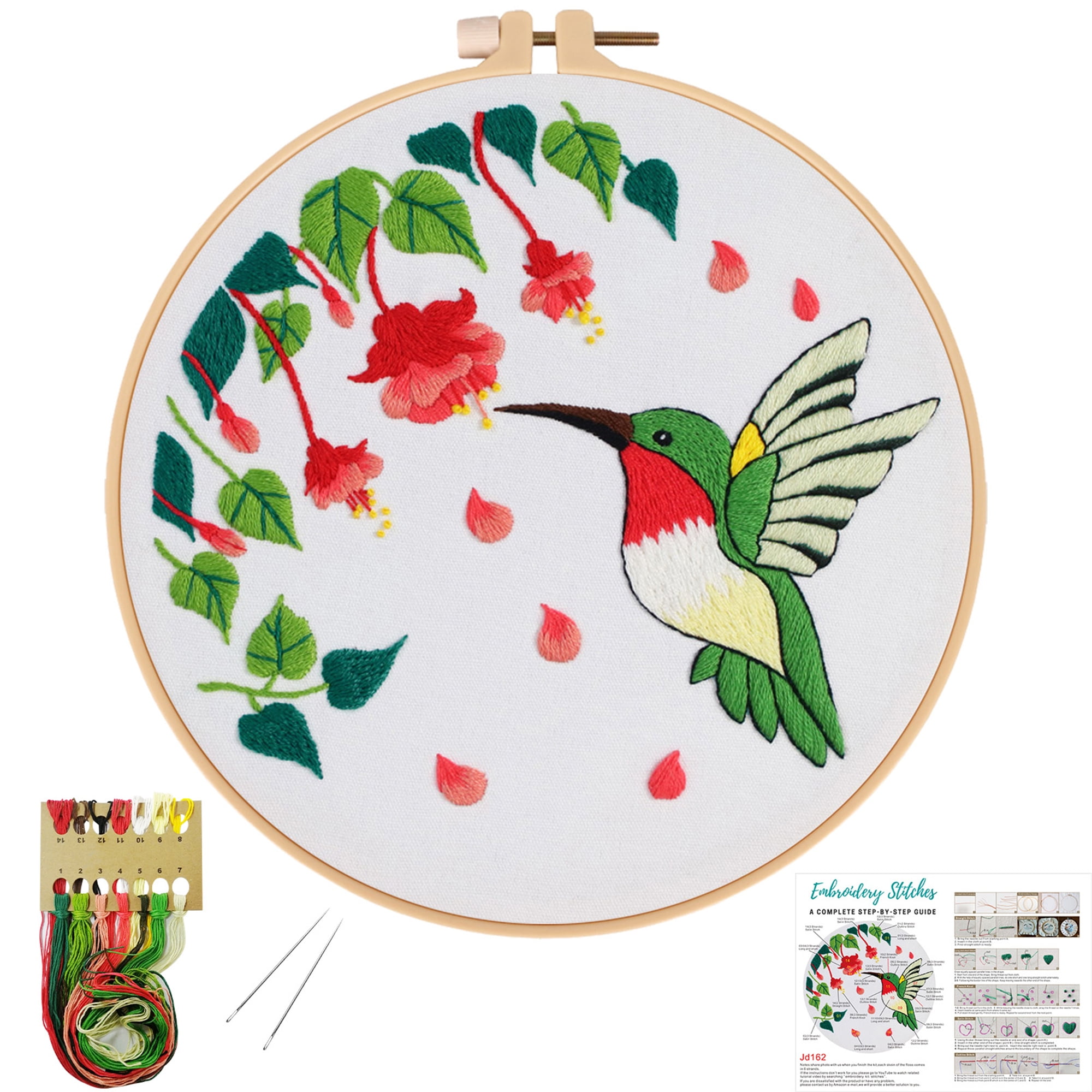 VOCHIC Hummingbird Embroidery kit for Starters, Beginners Adults Cross ...