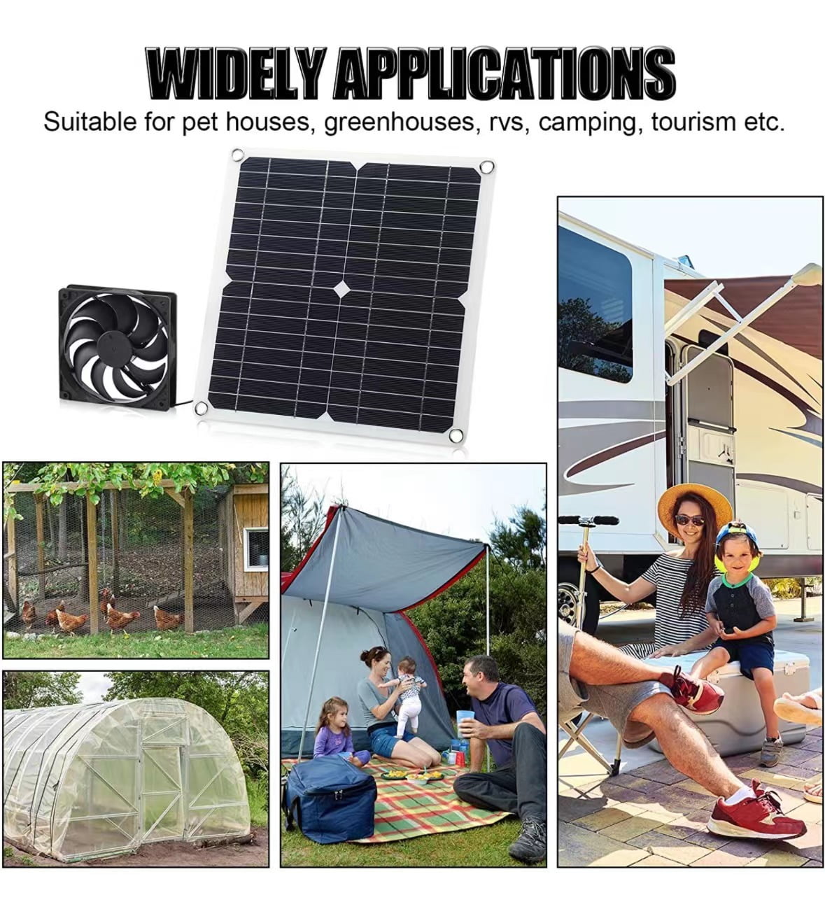 6V 12W solar Whole-house fan, solar panel power mini ventilator for ...