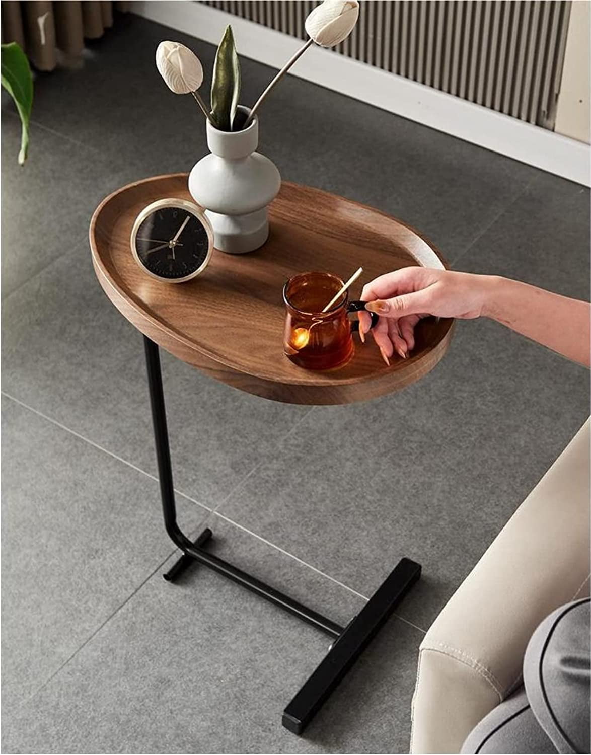 Miumaeov Small Sofa Side End Table C Shaped Couch Snack Table Cute Tray ...
