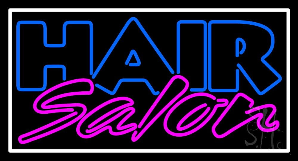 Double Stroke Hair Salon LED Neon Sign 20 x 37 - inches, Black Square ...