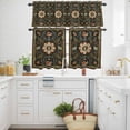3 Piece Kitchen Curtains and Valances Set Boho Green Flowers Cafe ...
