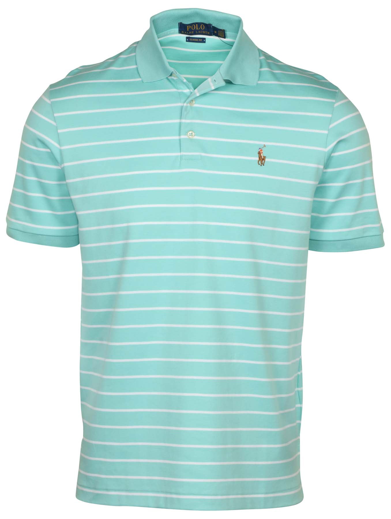 Polo RL Men's Classic Fit Striped Soft Touch Pony Polo (Large, Green ...