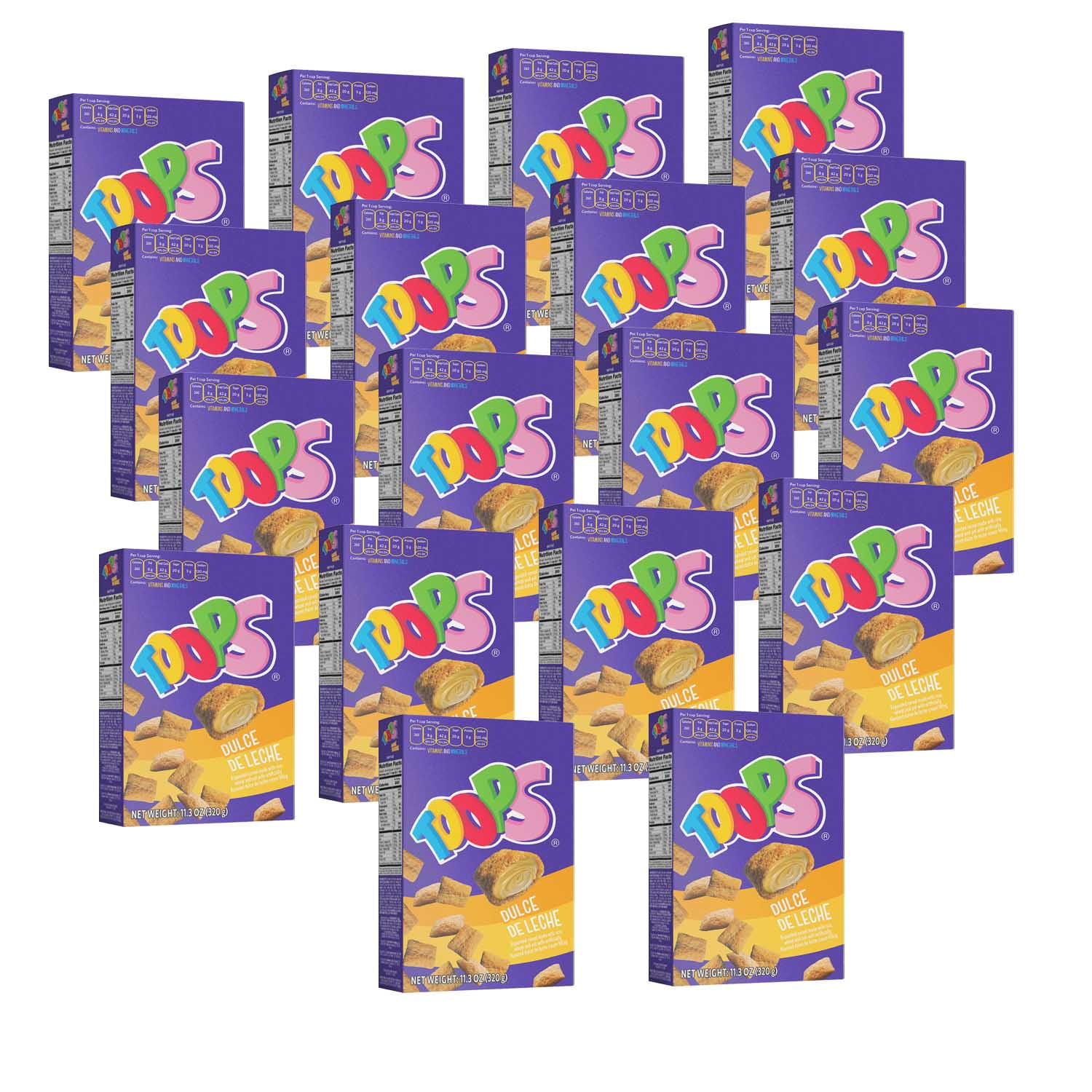 Cereal Relleno TOOPS Sabor Dulce de Leche 18 Pzs 320 grs c/u | Bodega ...
