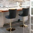 ODUSE-DAILY 4Pc Black Velvet Bar Stools - Adjustable Swivel, Tufted ...