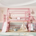 URTR Full Size Metal Loft Bed with Slide and Stairs, House Shaped ...