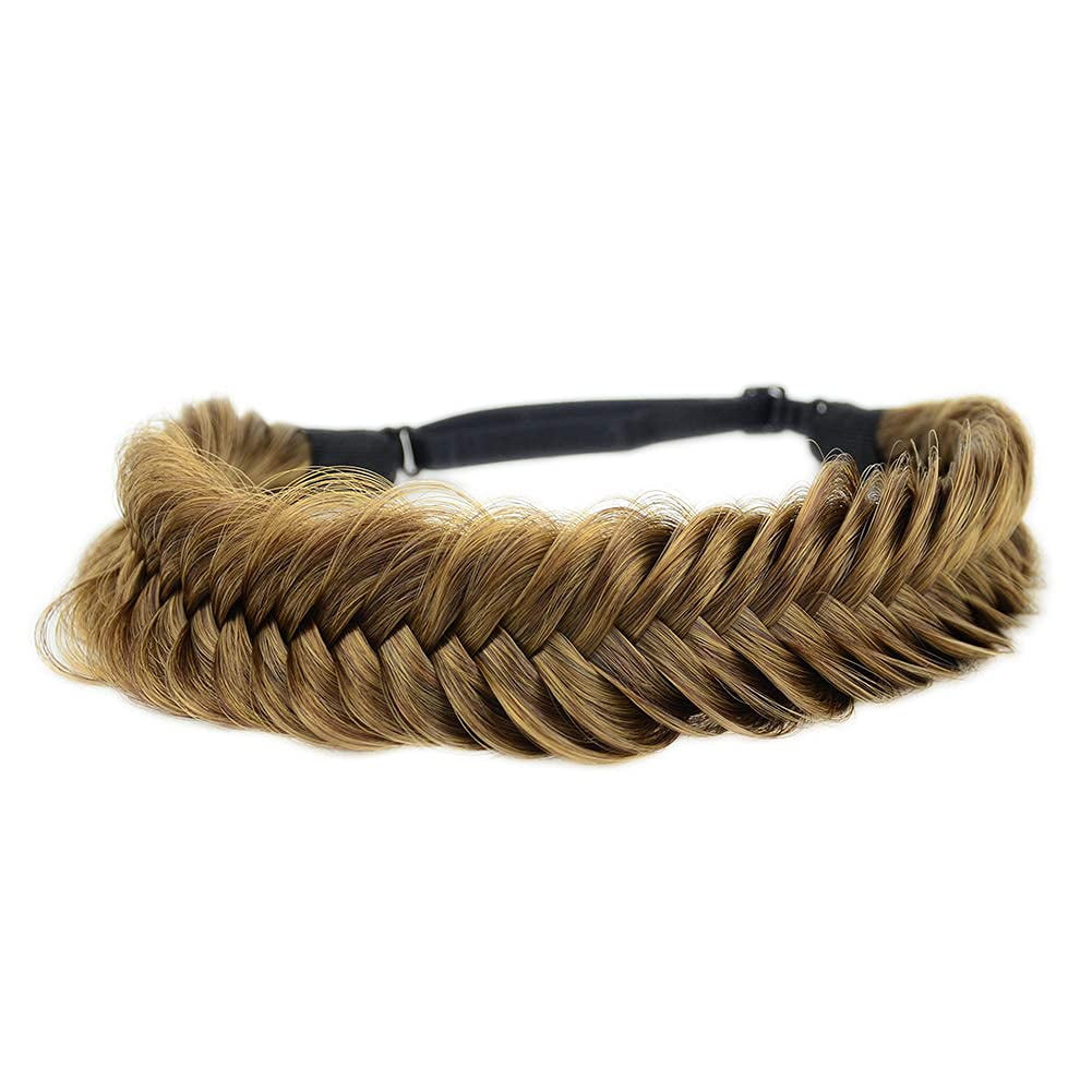 DIGUAN Wide Fishtail 2 Strands Synthetic Hair Braided Headband Classic ...