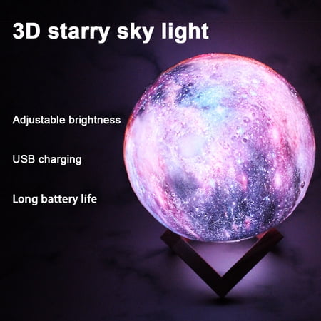 Night Light LED Starry Sky Lamp LED Night Light; 16 Color 3D Print Moon ...