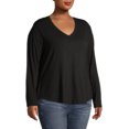 Terra And Sky Womens Plus Size Everyday Essential Long Sleeve V Neck T