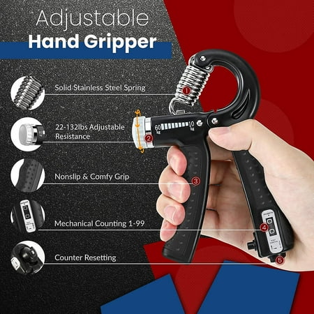 Hand Grip Strengthener, Counting Forearm Trainer Workout Kit (6 Pack ...