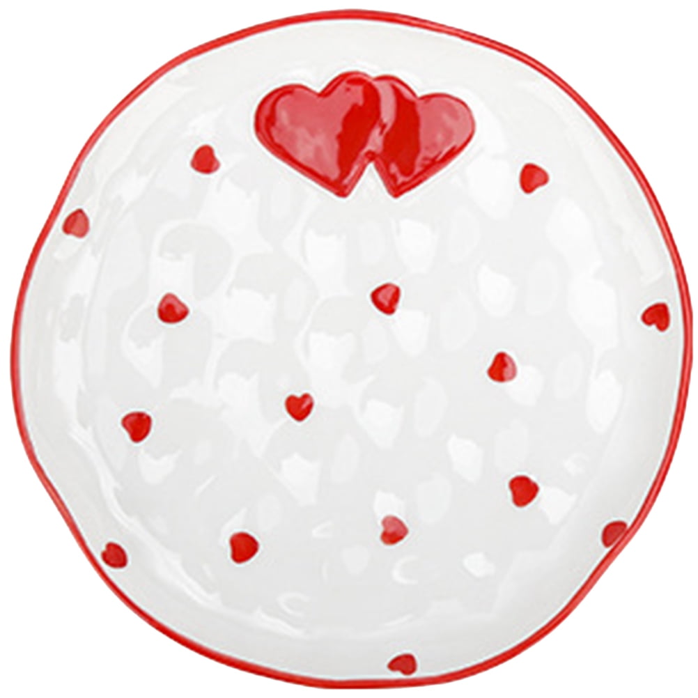 Ceramic Plate for Valentine's Day Household Fruit Plate Heart Pattern ...