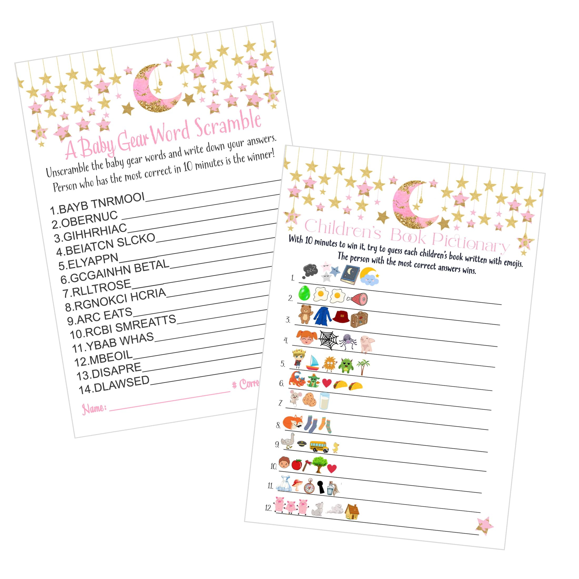 Paper Clever Party Twinkle Little Star Baby Shower Games for Girls - 25 ...