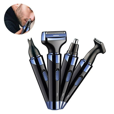 4 in 1 Electric Nose Hair Trimmer Mute USB Rechargeable with 3 Tool ...