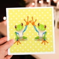 3drose, Image of Pair of Cartoon Frogs on Yellow Dots, 6 Greeting Cards ...