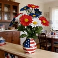 6 Heads 12 Flowers Artificial Daisy Bouquet, Red White Blue Matching ...