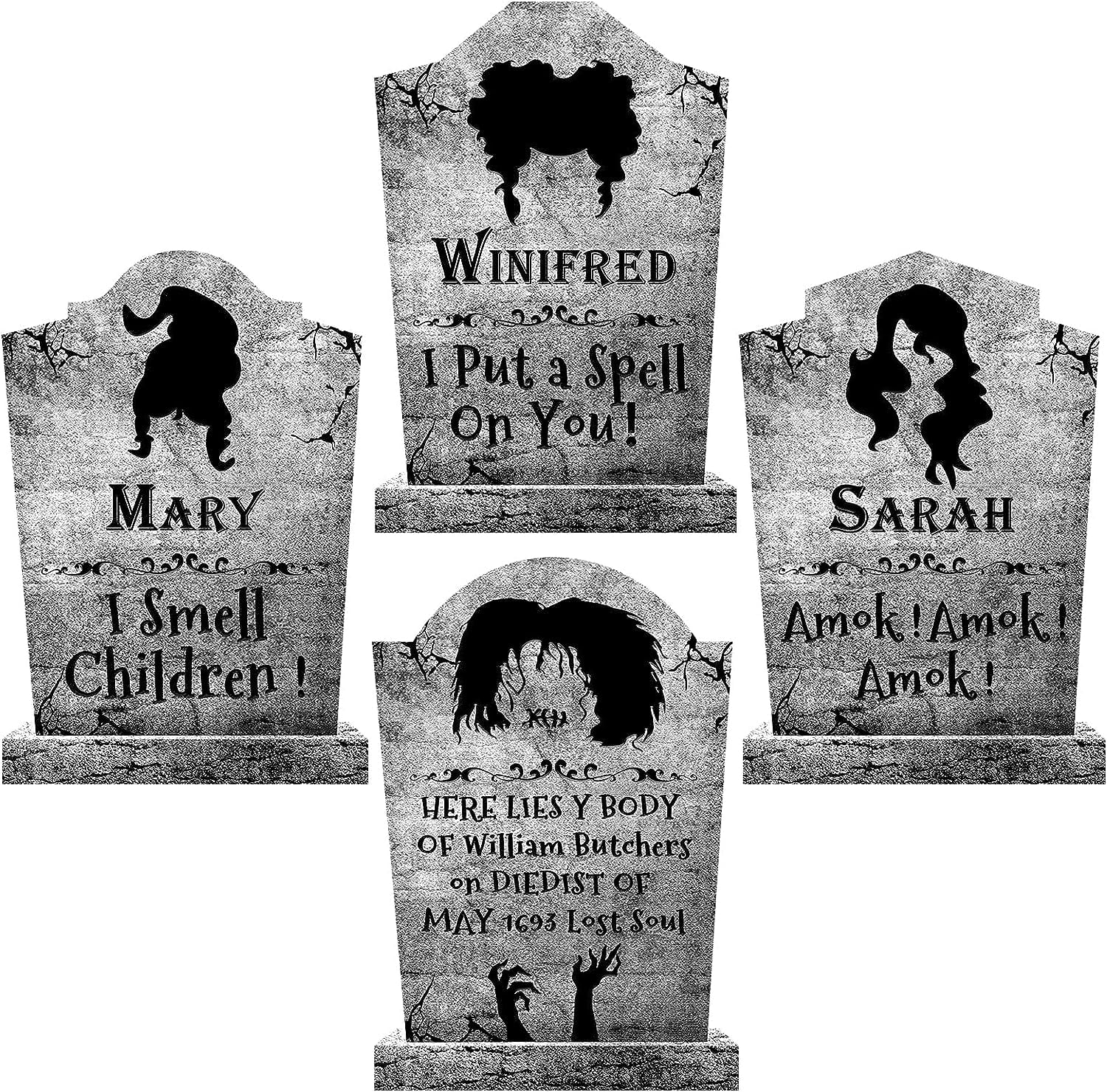 Decoraciones de Halloween al aire libre, grandes lápidas de brujas ...