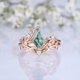 1ct Kite Shape Natural Moss Agate Engagement Ring Set Size 6.5 Sterling ...
