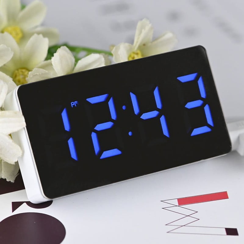 Portable LED Mirror Clock Plastic With Time/Calendar/Temperature Alarm ...
