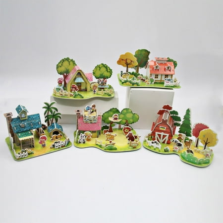 3D Paper Assembly House Model Children DIY 1; 2; 3; Paper Building ...