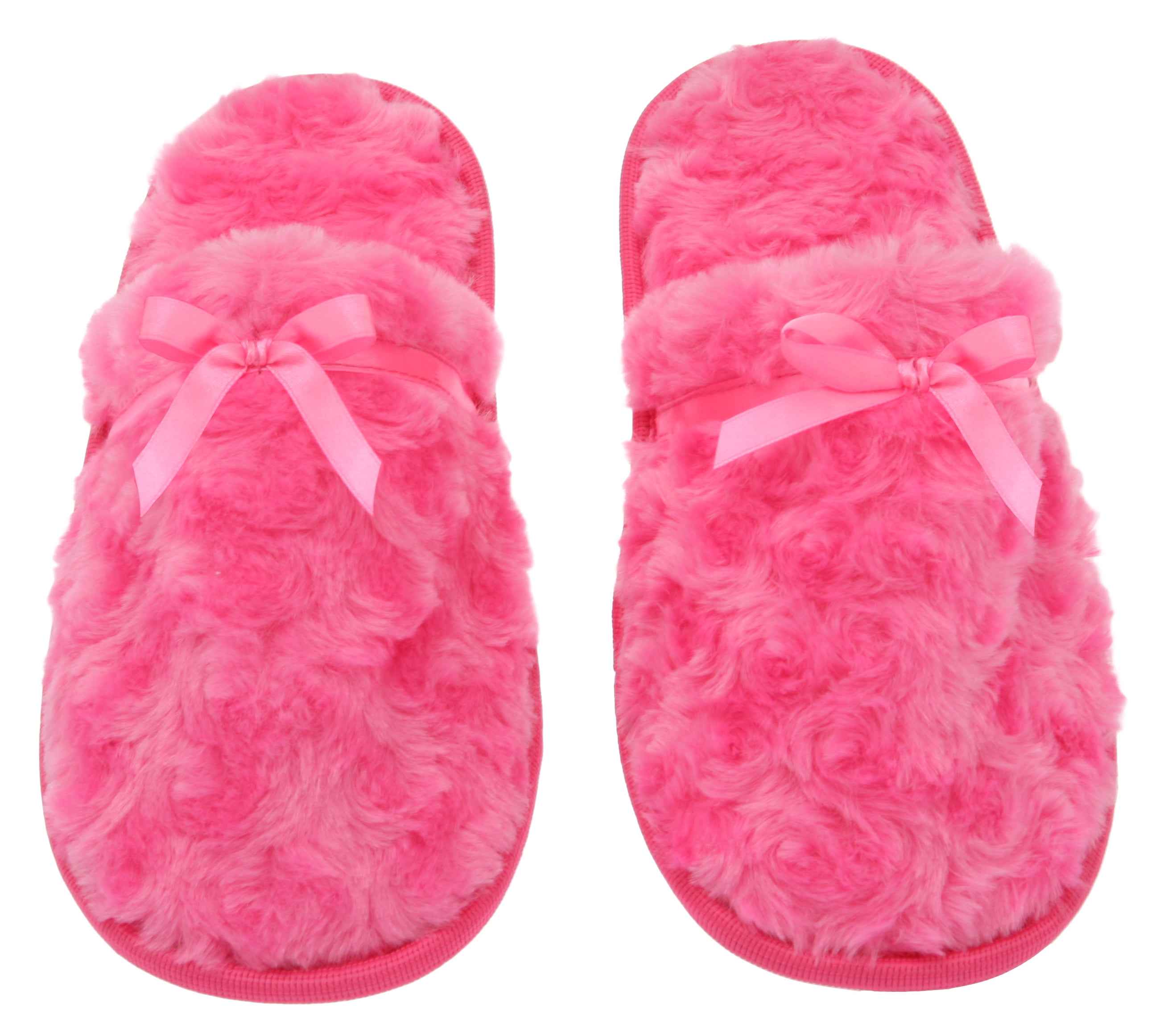 DeluxeComfort - Women's Fuzzy Fleece Slip-On Memory Foam House Slippers ...