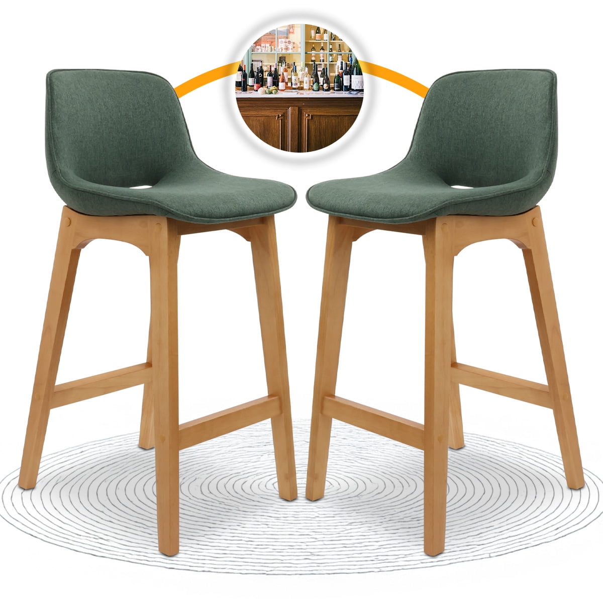 Silla Alta para Barra de Bar Estilo Nordico con Reposapies Set de 2 Pz ...