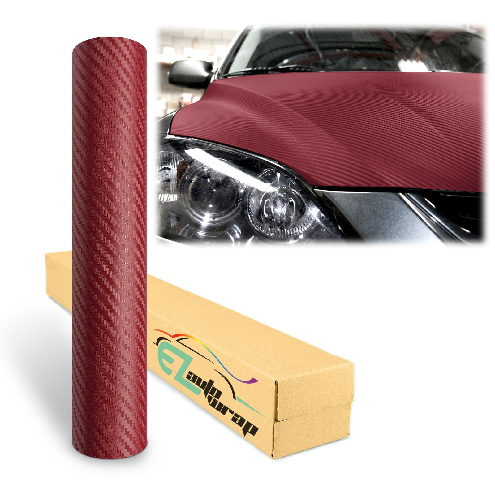 3D Carbon Fiber Burgundy Matte Car Vinyl Wrap Sticker Decal Film Sheet ...