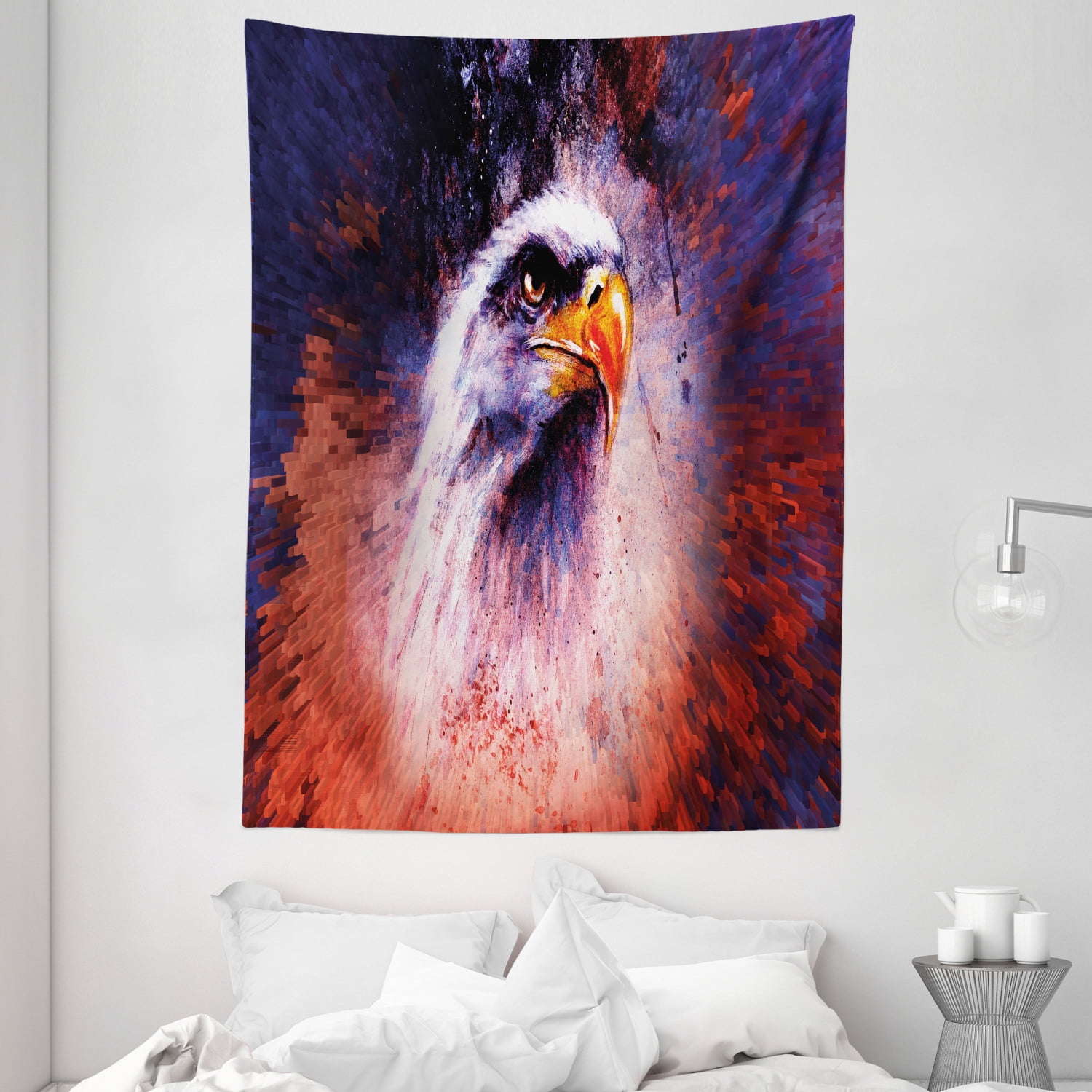 Eagle Tapestry, Aggressive Animal on Abstract Backdrop Freedom Image ...