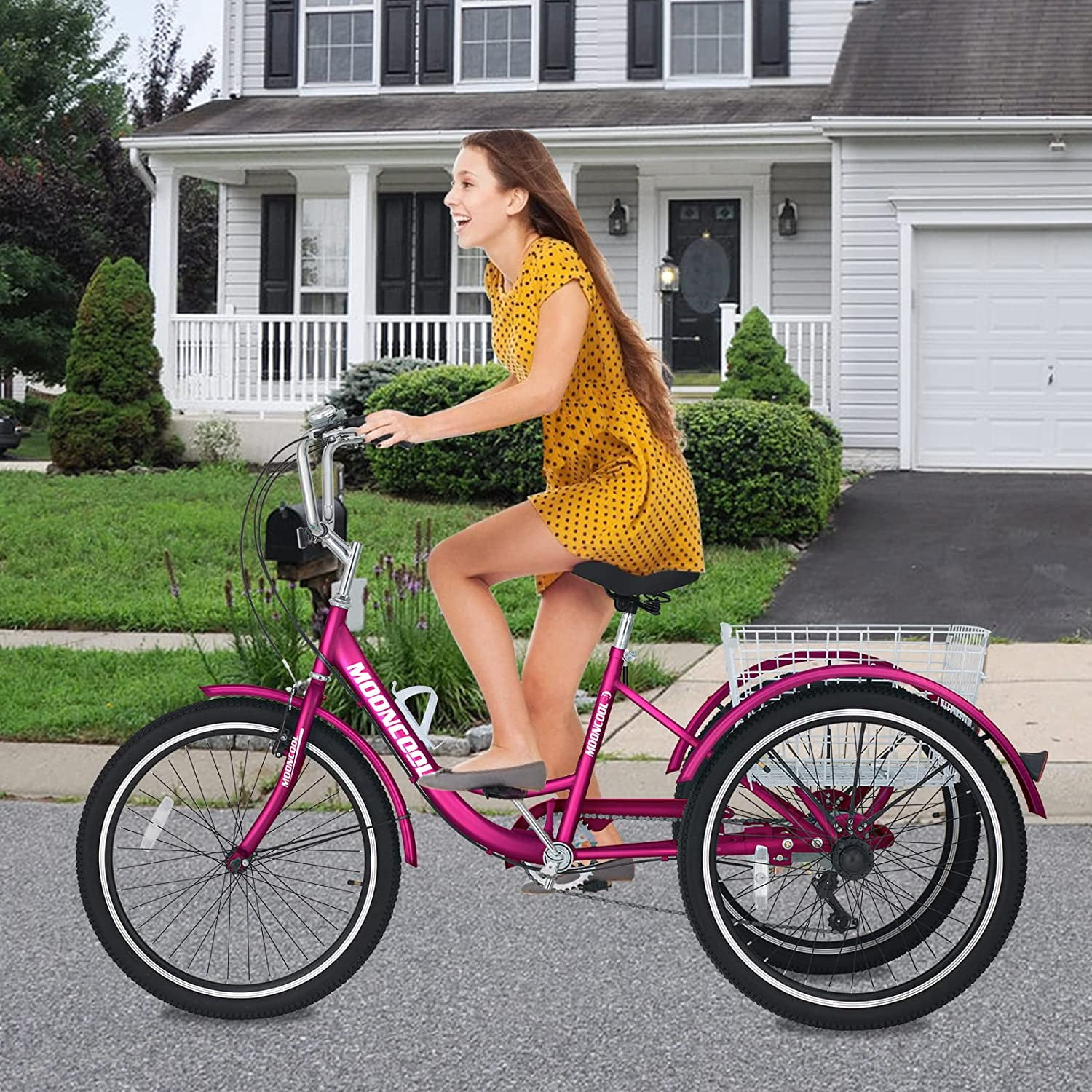 ABORON Adult 20/24/26 inch Tricycles with Big Basket, Adults 7 Speed ...