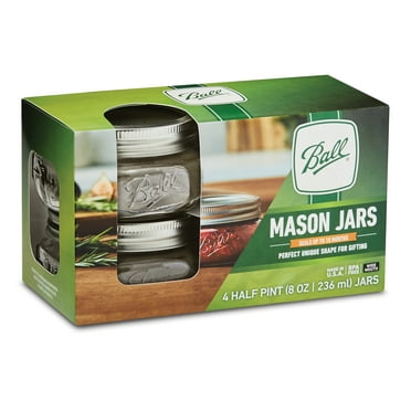 Kerr Canning Jars, Regular Mouth Half-Pint (8 oz.) Mason Jars with Lids ...