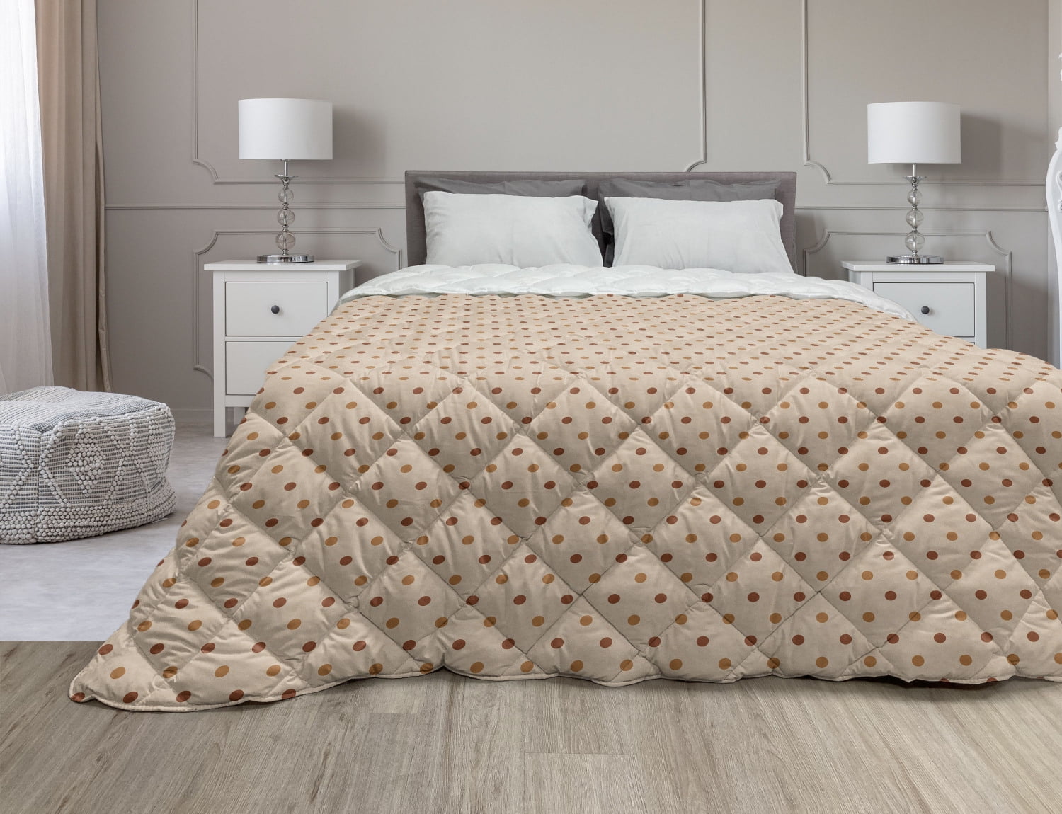 Tan Down Alternative Comforter, Wavy Curvy Lines Flowing in Vertical ...