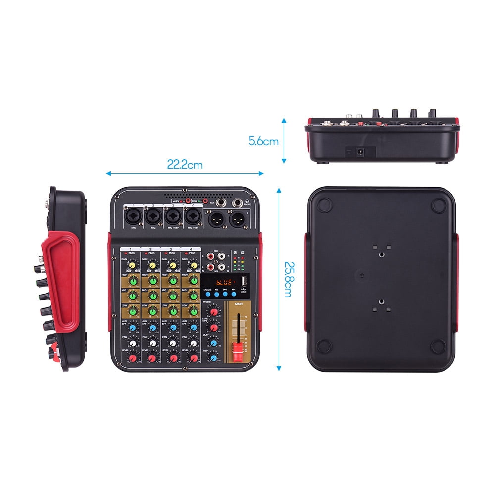 Buy ammoon TM4 Digital 4-Channel Audio Mixer Mixing Console Built-in ...
