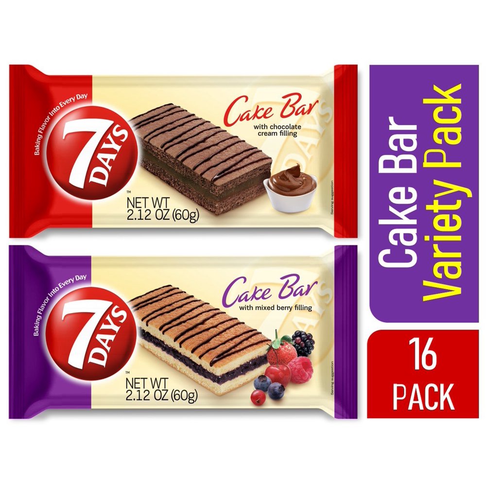 7Days Cake Bars, Variety Pack: 8 Chocolate + 8 Mixed Berry (2.12oz ...