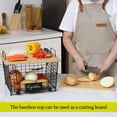 2 Set XXL Stackable Wire Baskets with Bamboo Tops and Tags, Pantry ...