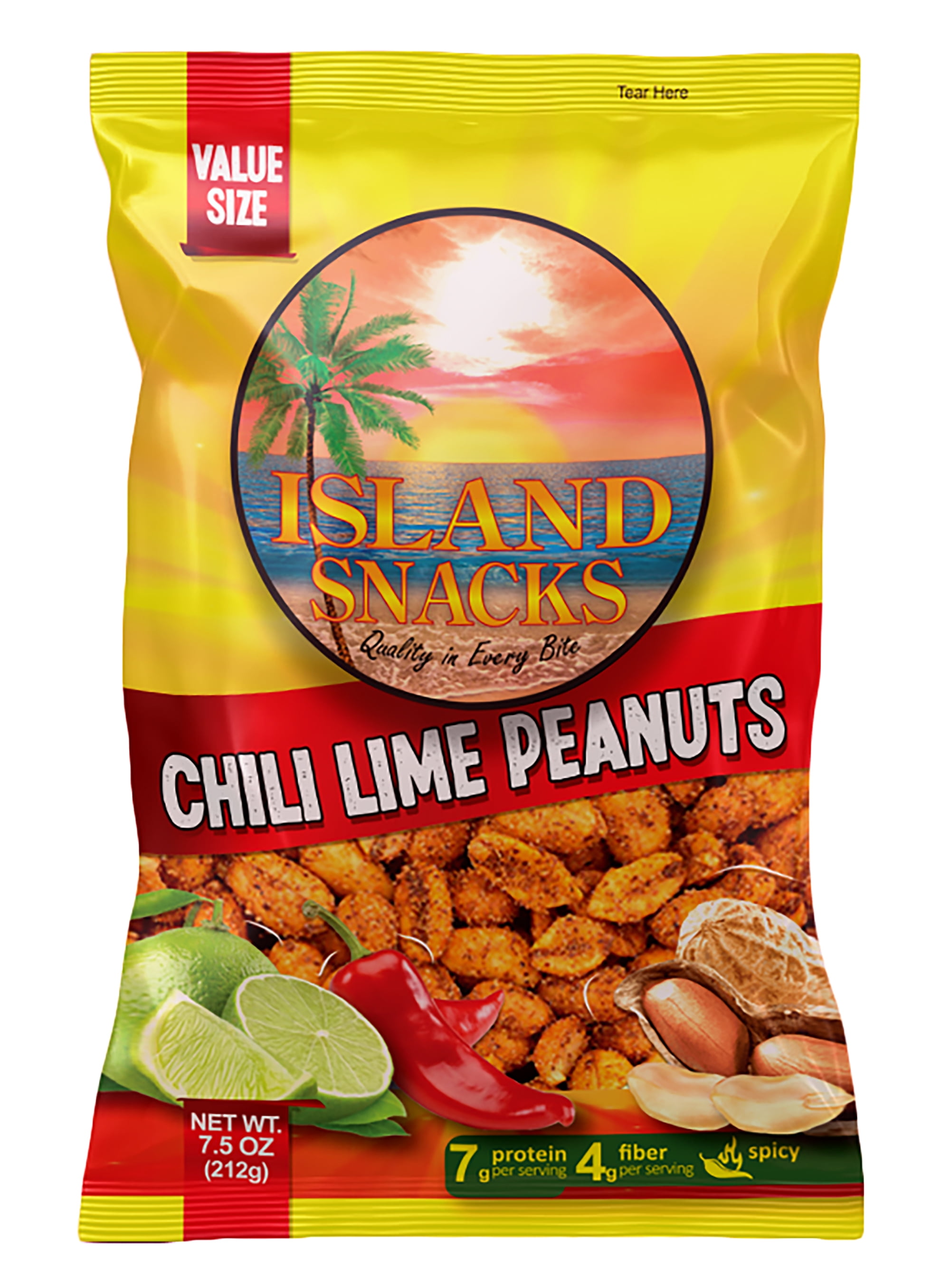 Island Snacks Chili Lime Peanuts, 7.5 oz., 6-Pack - Walmart.com