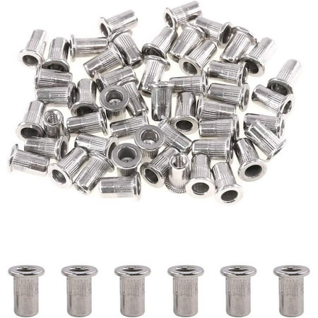 50Pcs 304 Stainless Steel M3 Flat Head Threaded Rivetnut Insert Nutsert ...
