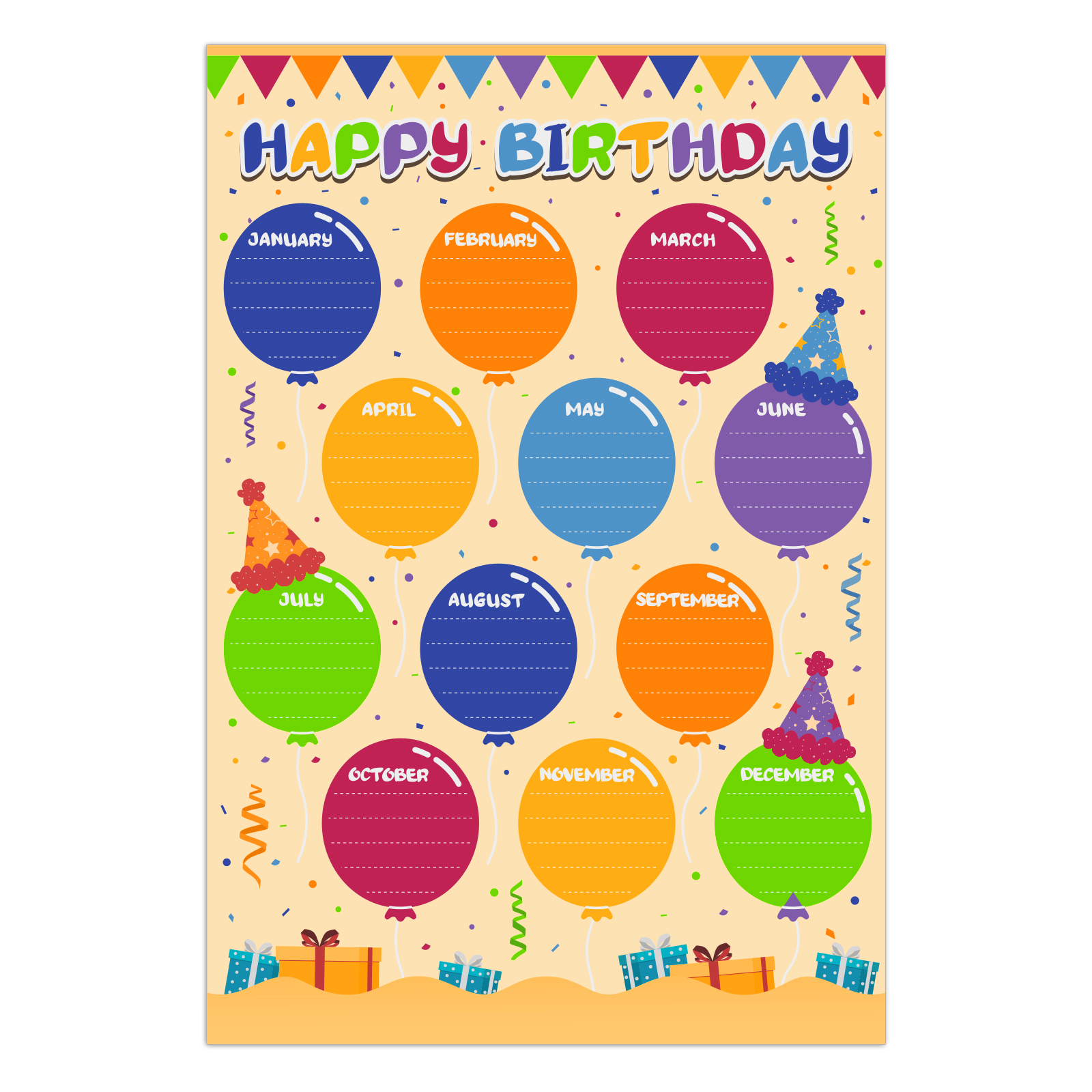 Buy WaaHome Happy Birthday Poster Chart 12x18 Birthday Posters For