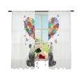 Abstract Panda Sheer Curtains for Living Room Bedroom, Colored Heart ...