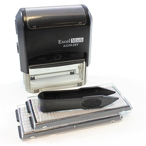 ExcelMark Self-Inking Do It Yourself Stamp Kit - A2359-DIY - Black Ink ...