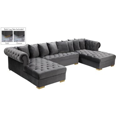 Maklaine 12-Piece Contemporary Velvet Modular Sectional in Gray ...