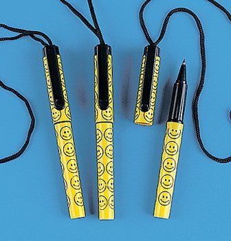 Smile Face Pens On A Rope - Office Fun & Office Stationery - Walmart.com